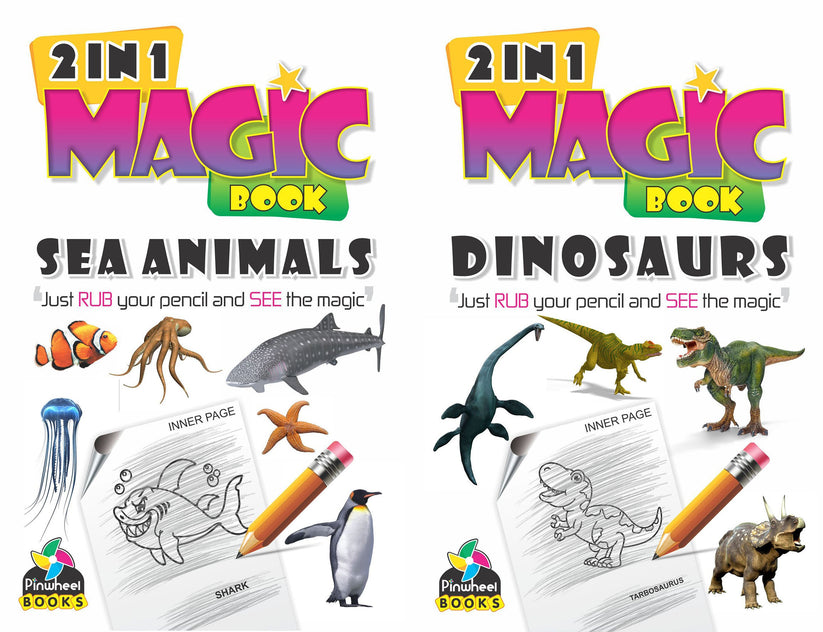 2 In 1 Magic Book Sea Animals & Dinosaurs | Pinwheel Books